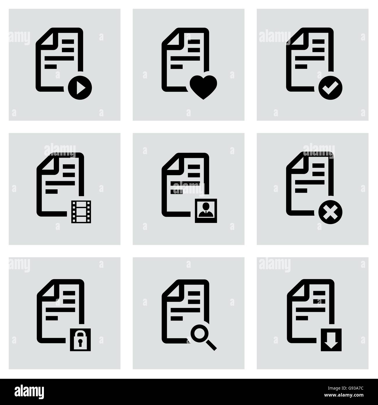 Vector black documents icon set Stock Vector Image & Art - Alamy