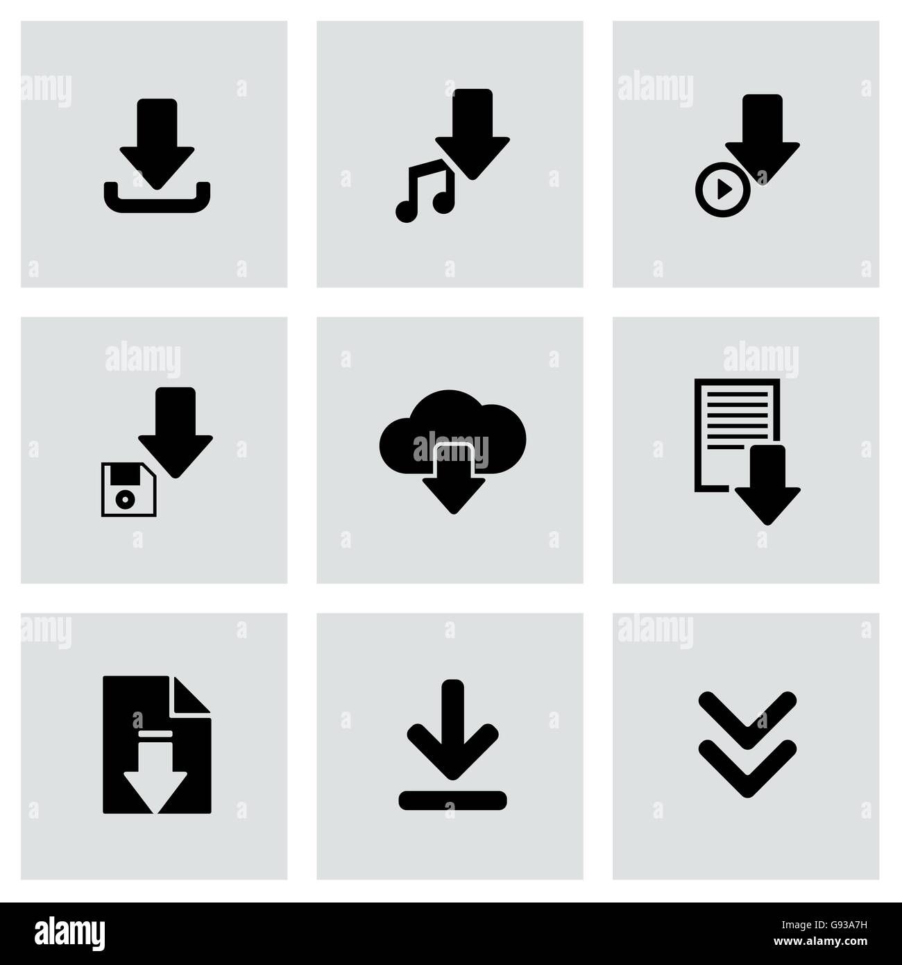Vector black download icon set Stock Vector Image & Art - Alamy