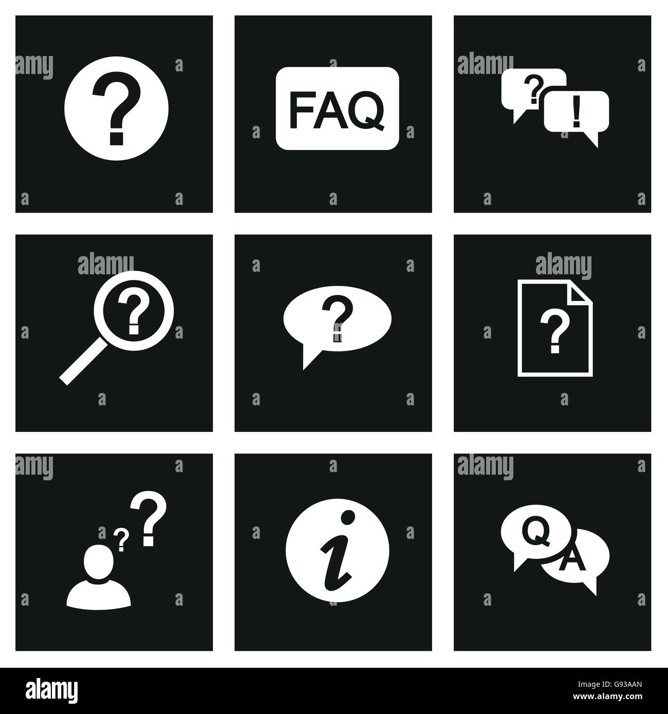 Vector black FAQ icon set Stock Vector Image & Art - Alamy