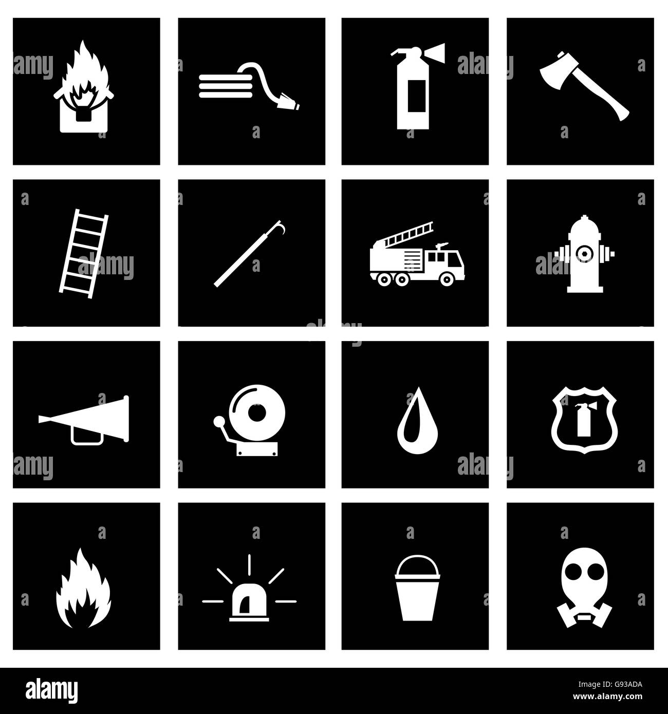 Vector black firefighter icon set Stock Vector Image & Art - Alamy