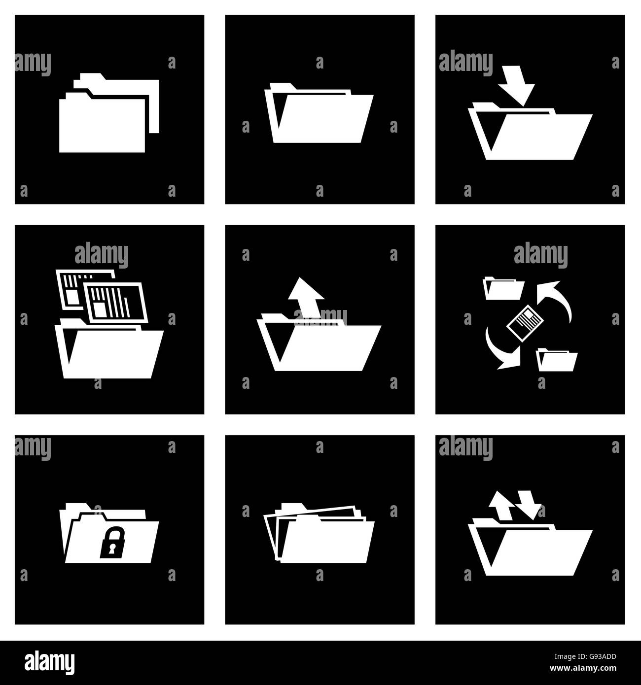 Vector black folder icon set Stock Vector Image & Art - Alamy