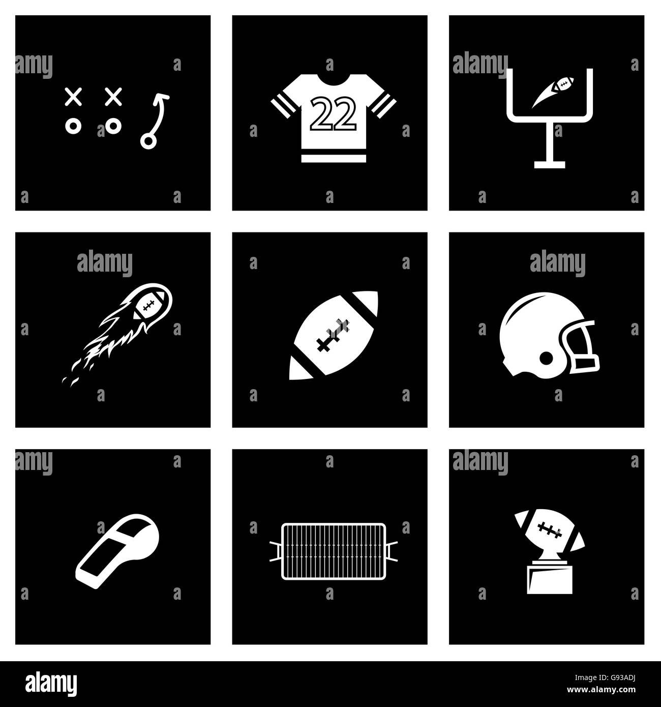 Vector black football icon set Stock Vector Image & Art - Alamy