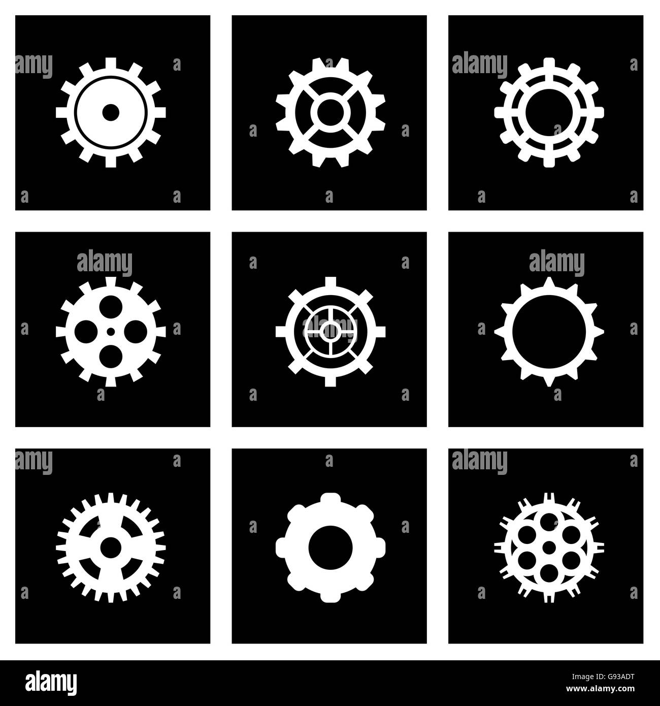 Vector black gear icon set Stock Vector Image & Art - Alamy