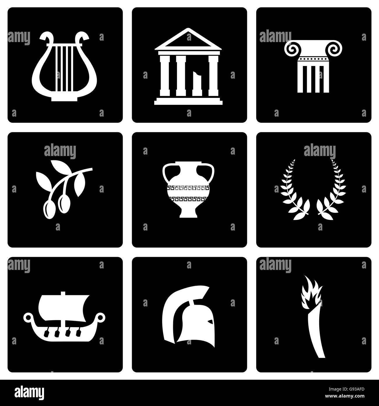 Vector black greece icon set Stock Vector Image & Art - Alamy