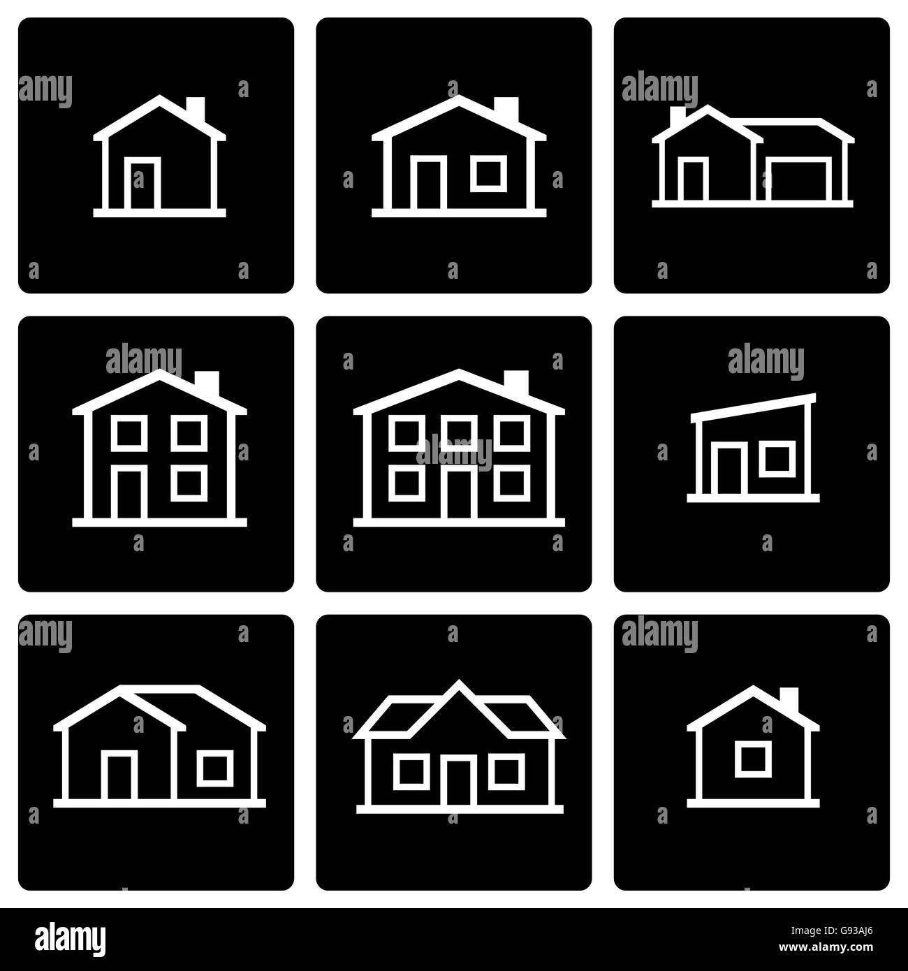 Vector black house icon set Stock Vector Image & Art - Alamy