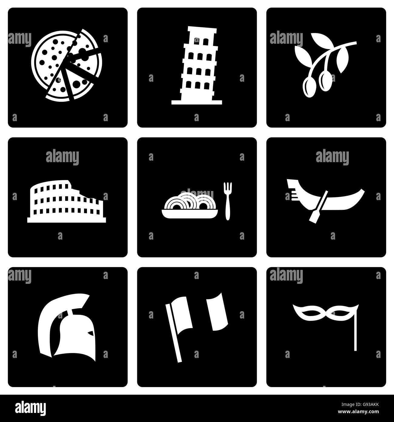Vector black italian icon set Stock Vector Image & Art - Alamy