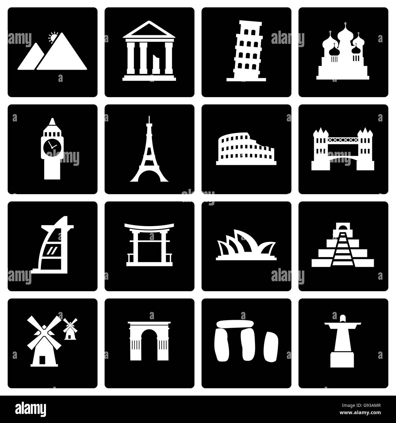 Vector black landmarks icon set Stock Vector Image & Art - Alamy