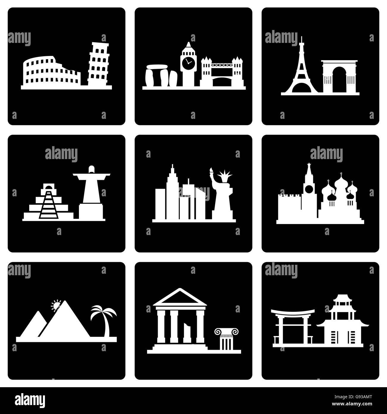 Vector black landmarks icon set Stock Vector Image & Art - Alamy