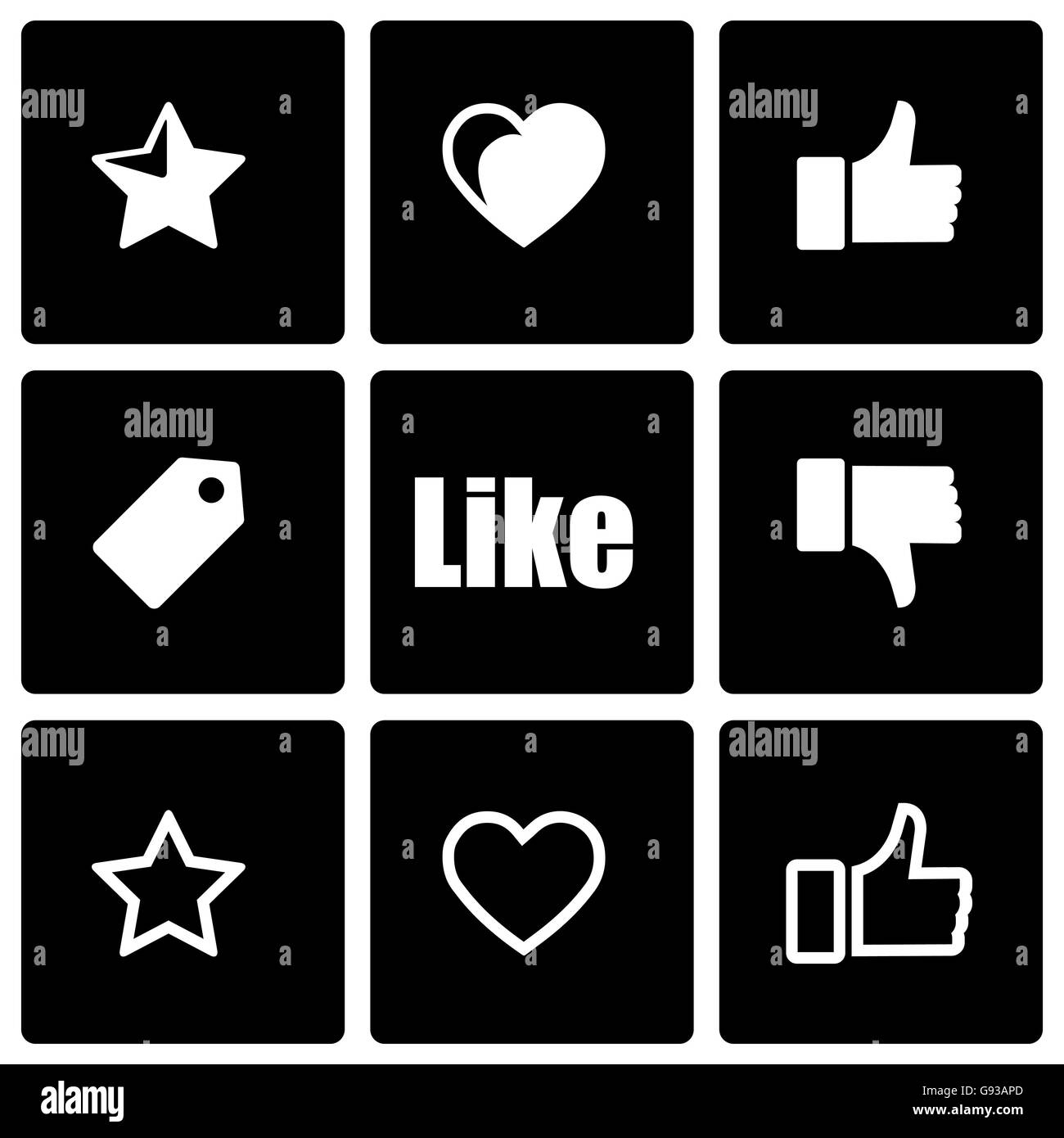 Vector black like icon set Stock Vector Image & Art - Alamy