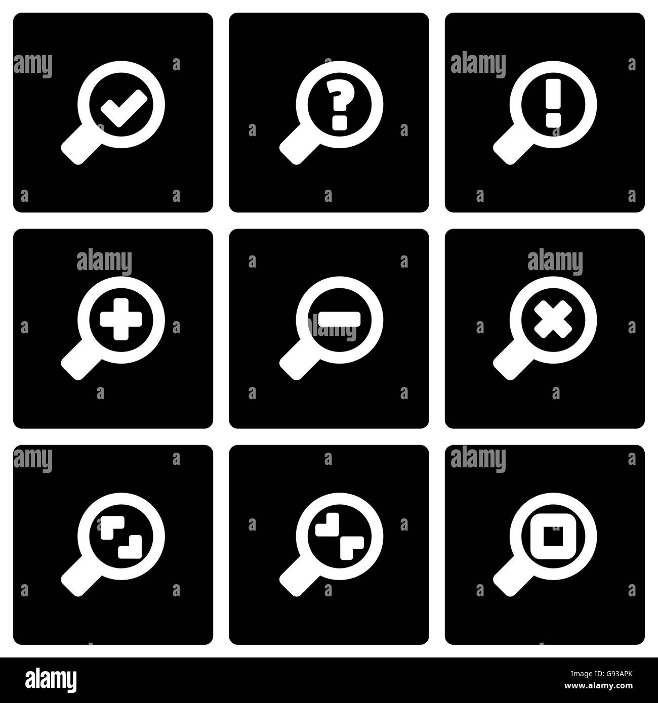 Vector black magnifying glass icon set Stock Vector Image & Art - Alamy