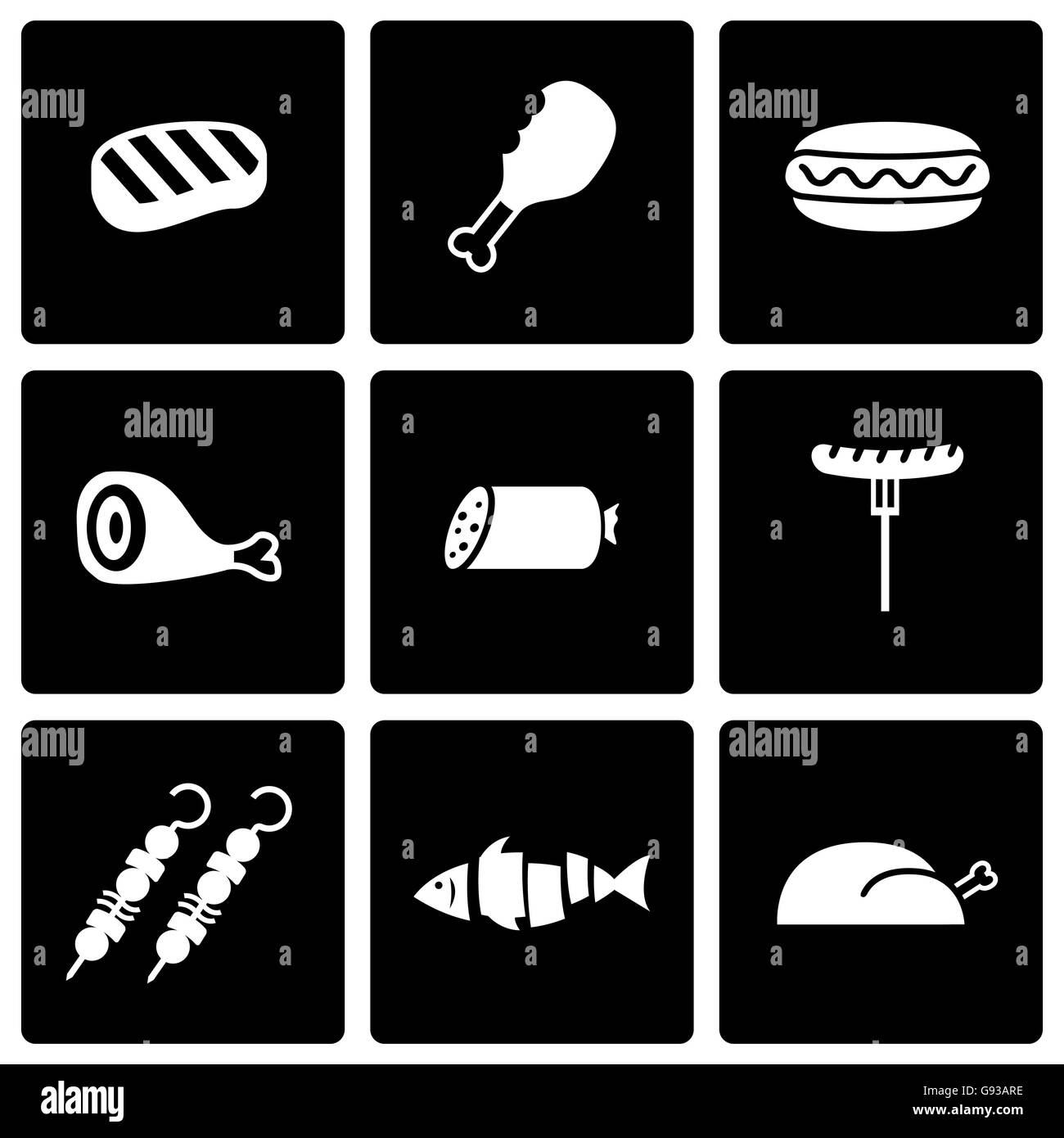 Vector black meat icon set Stock Vector Image & Art - Alamy