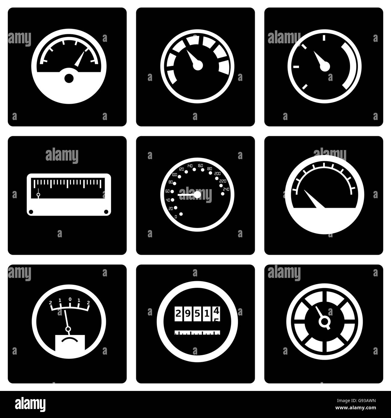 Vector black meter icon set Stock Vector Image & Art - Alamy