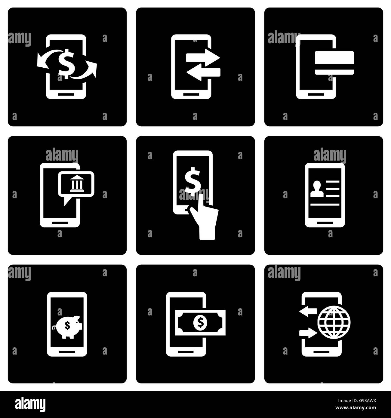Vector black mobile banking icon set Stock Vector Image & Art - Alamy