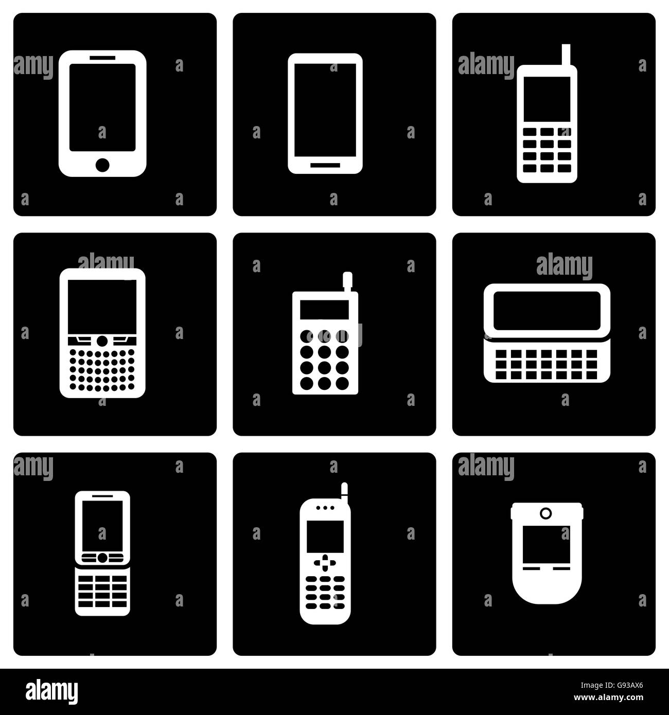 Vector black mobile phone icon set Stock Vector Image & Art - Alamy