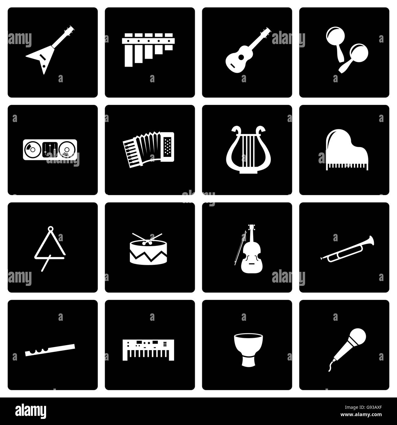 Vector black music instruments icon set Stock Vector Image & Art - Alamy