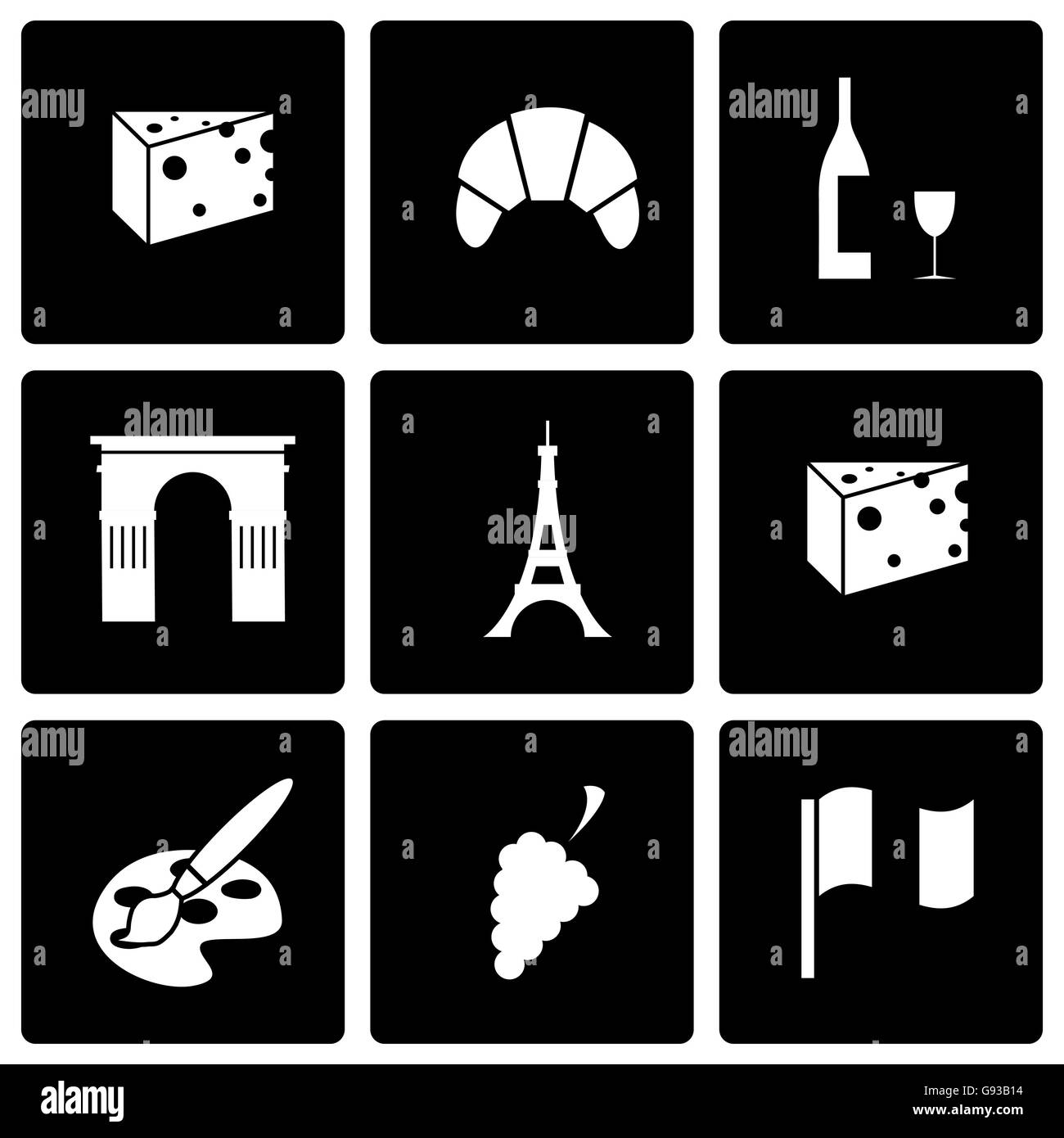 Vector black paris icon set Stock Vector Image & Art - Alamy