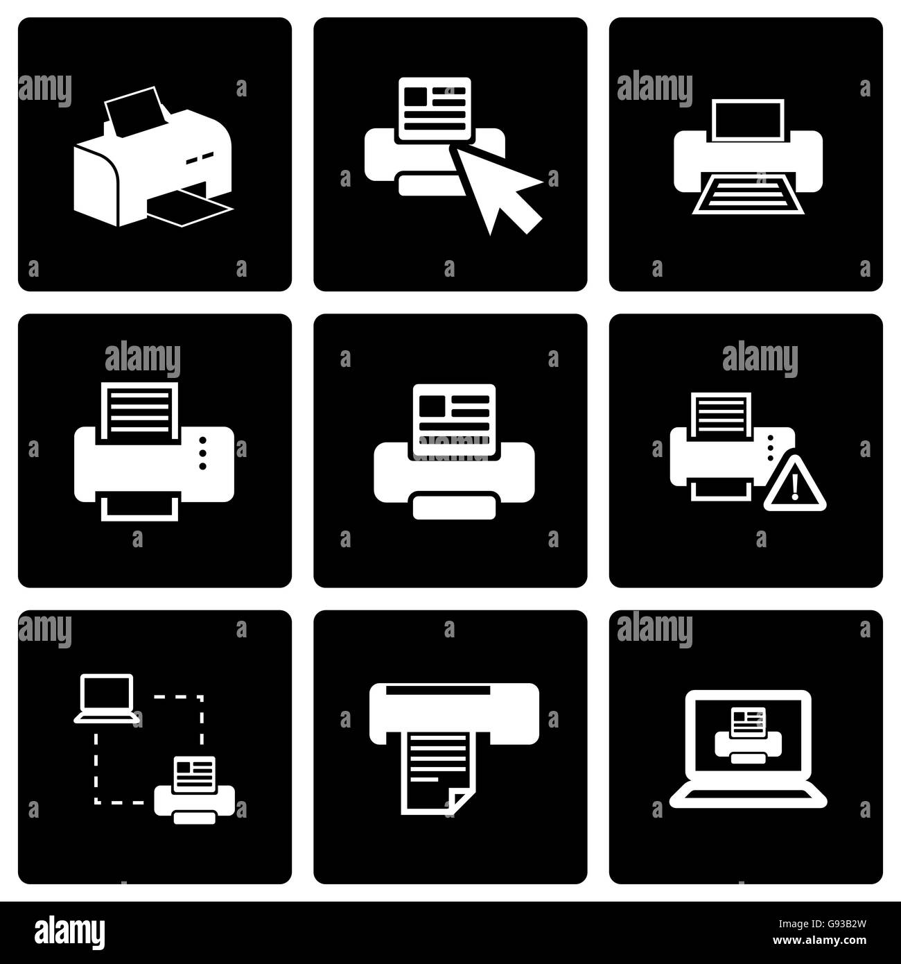 Vector black printer icon set Stock Vector Image & Art - Alamy