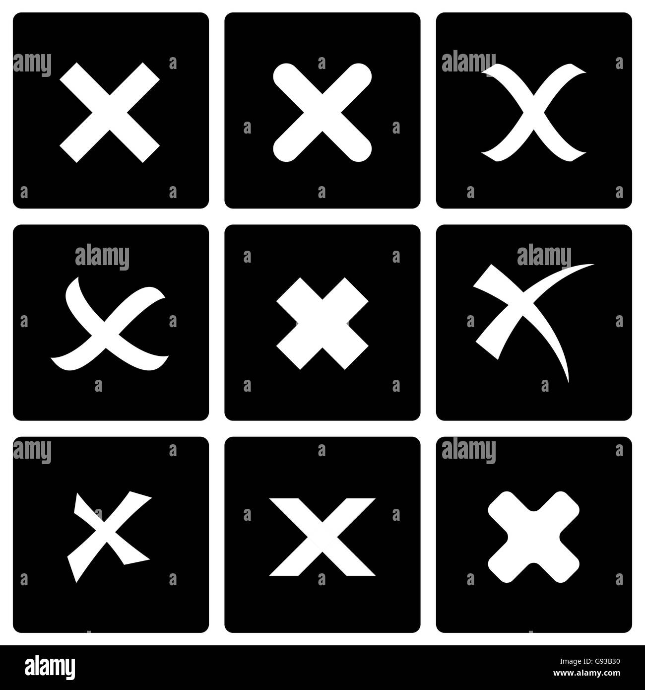 Cancel cross vector icons Black and White Stock Photos & Images - Alamy