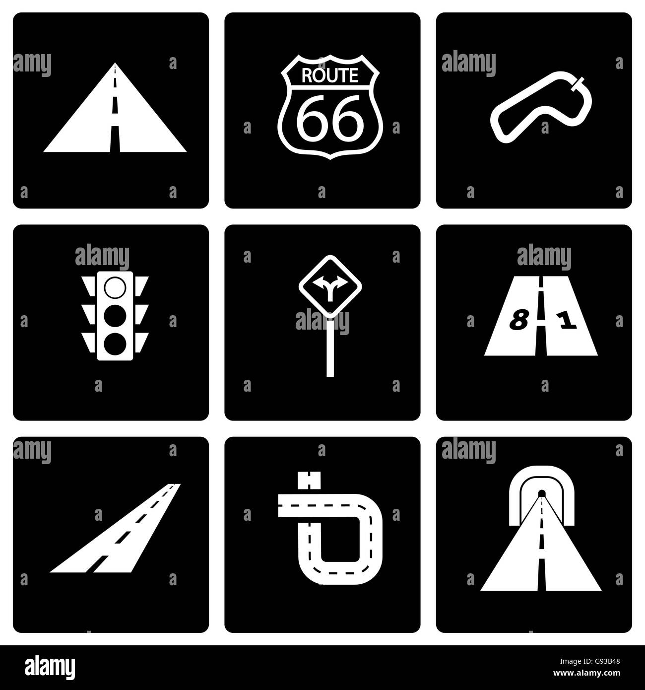 Vector black road icon set Stock Vector Image & Art - Alamy