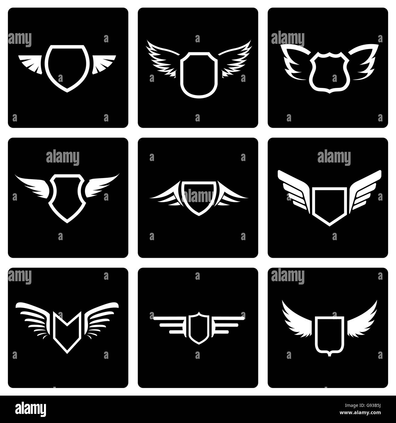 Vector Black Shield Icon Set Stock Vector Image And Art Alamy