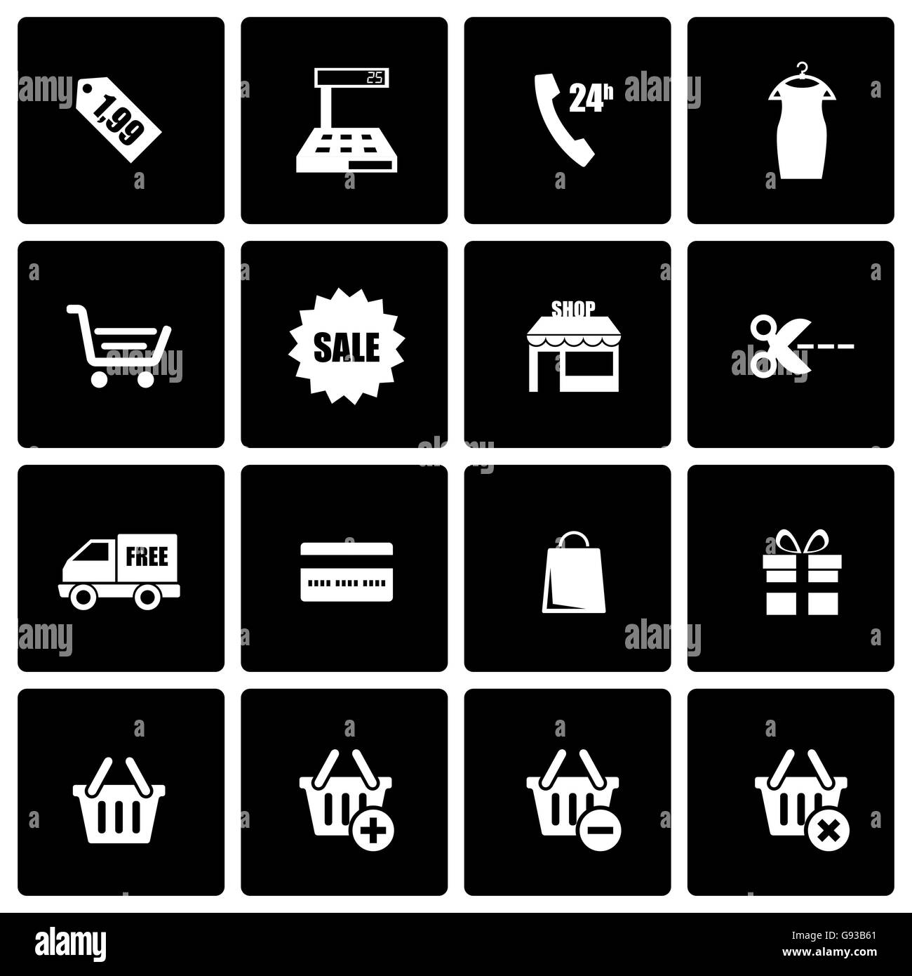 Vector black shopping icon set Stock Vector Image & Art - Alamy