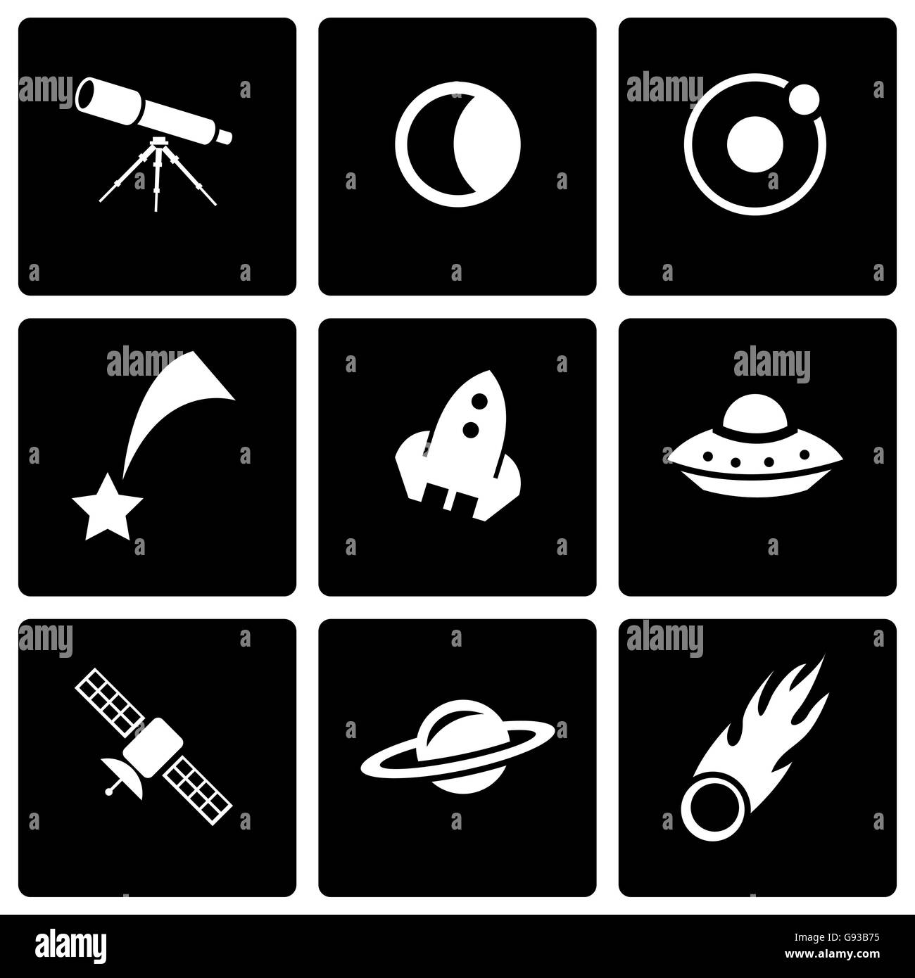 Vector black space icon set Stock Vector Image & Art - Alamy