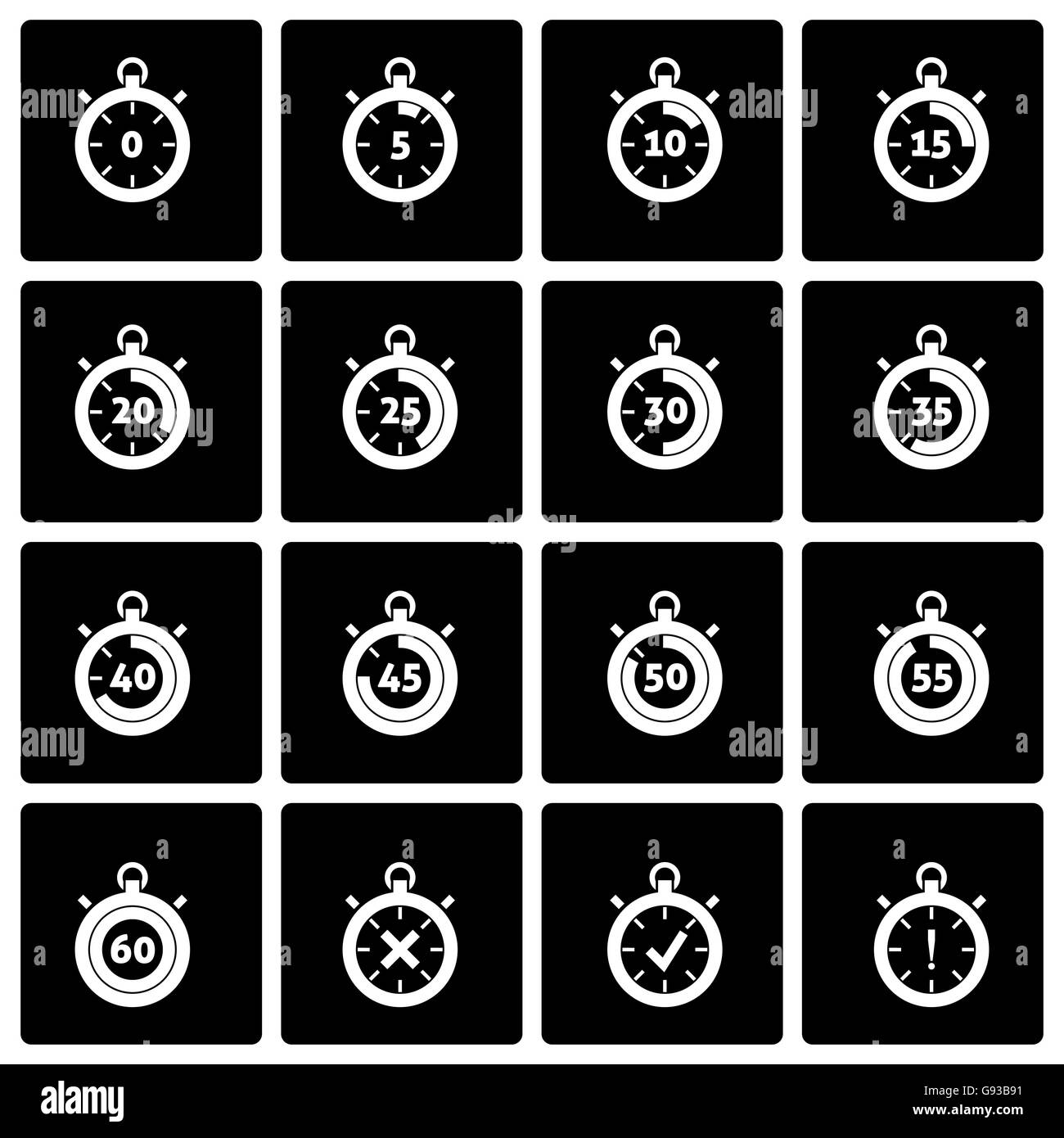 Vector black stopwatch icon set Stock Vector Image & Art - Alamy
