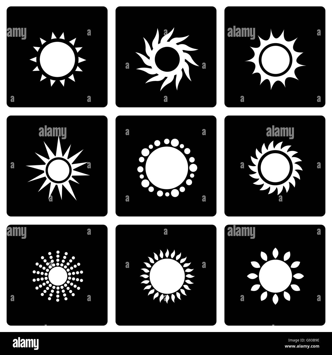 Vector black sun icon set Stock Vector Image & Art - Alamy