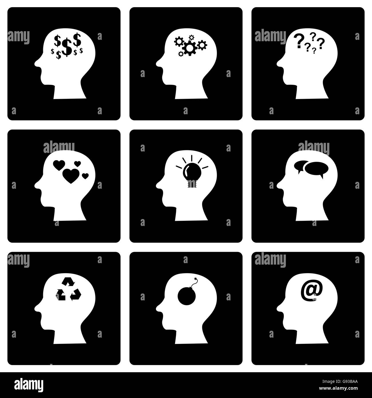 Vector black thoughts icon set Stock Vector Image & Art - Alamy