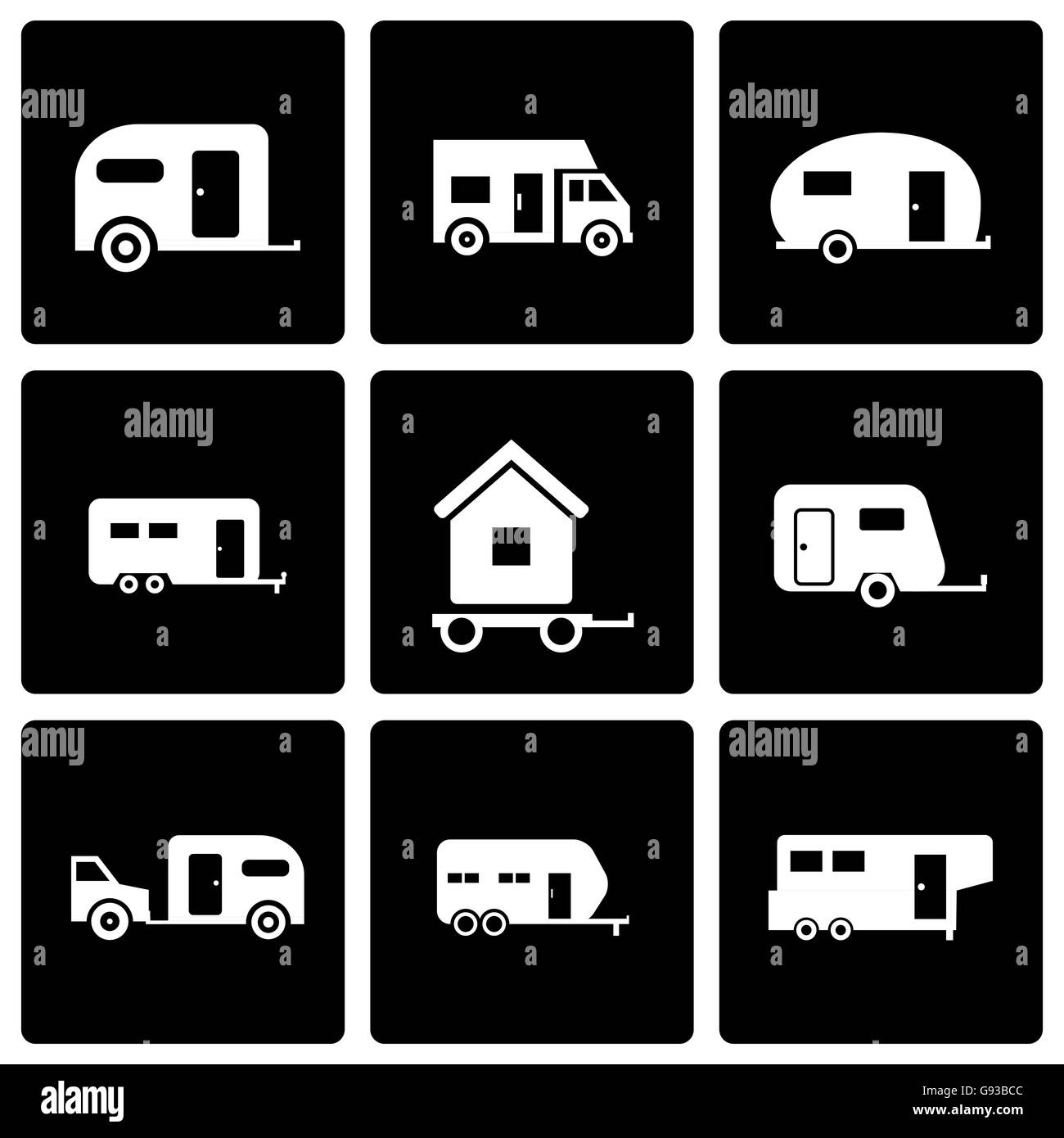 Vector black trailer icon set Stock Vector Image & Art - Alamy
