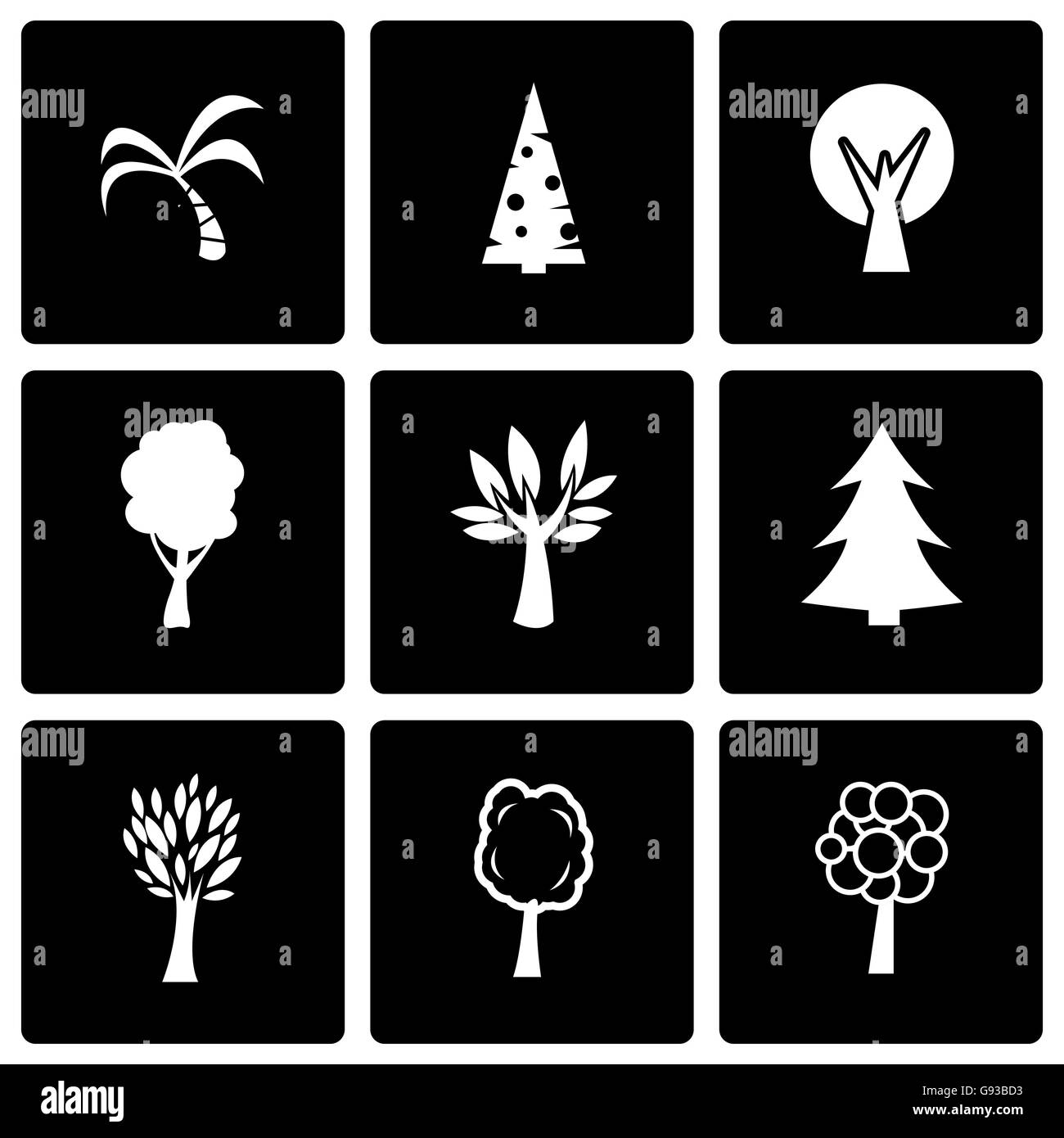 Vector black trees icon set Stock Vector Image & Art - Alamy