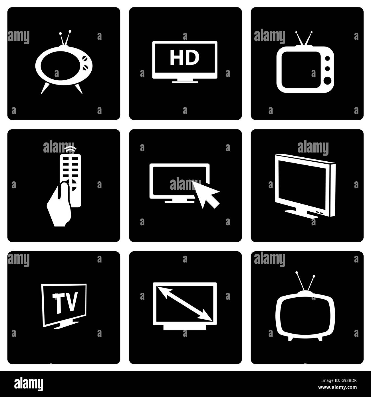 Vector black tv icon set Stock Vector Image & Art - Alamy