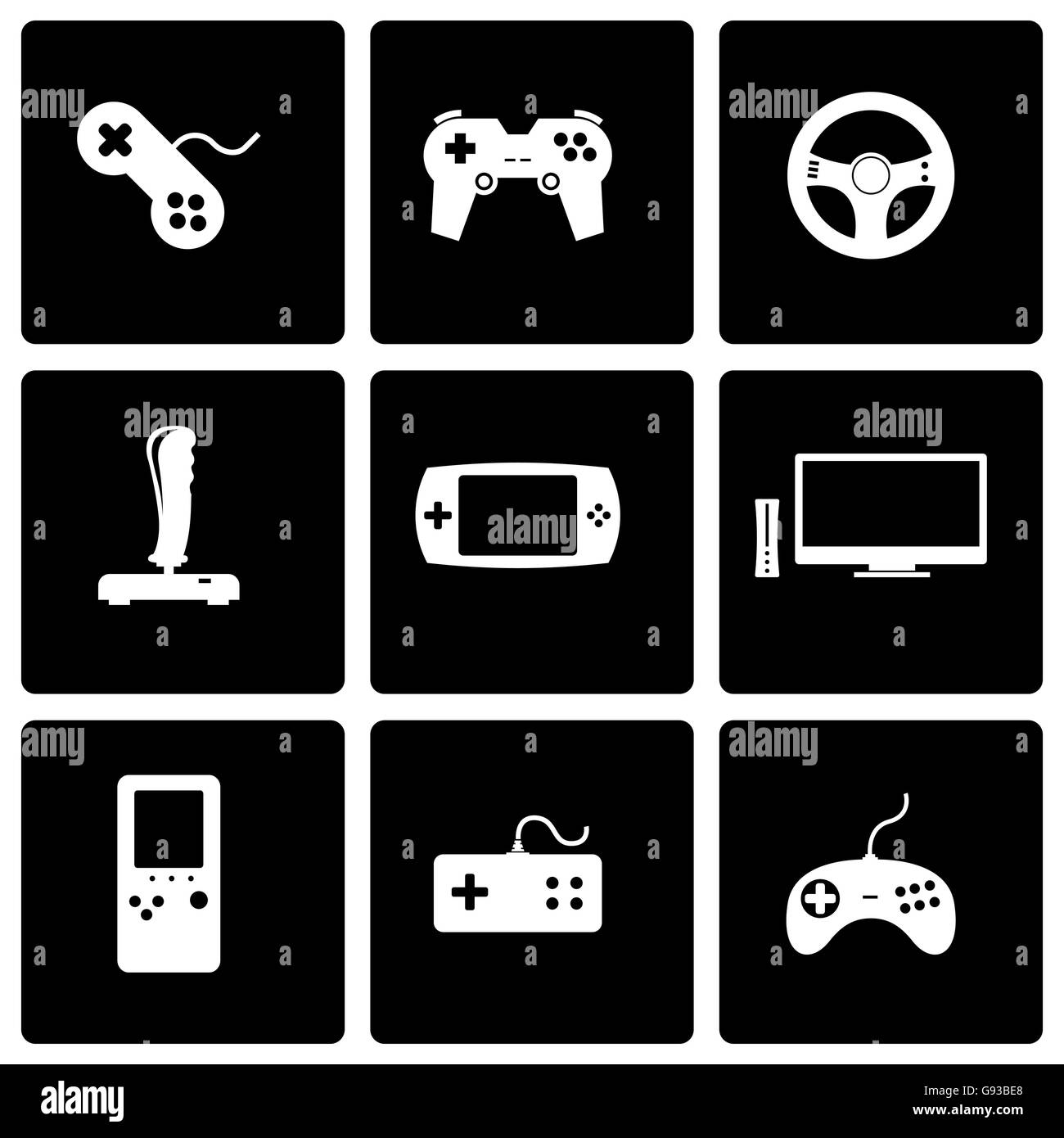 Vector black video game icon set Stock Vector Image & Art - Alamy
