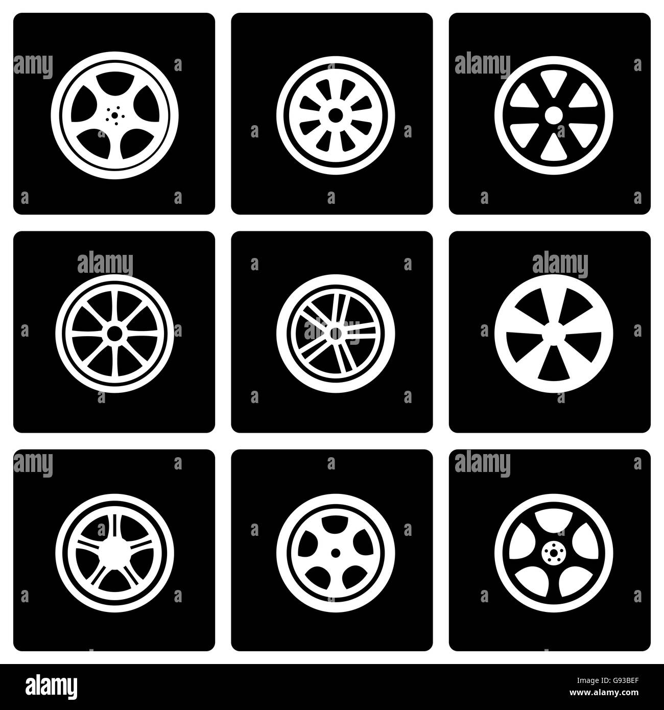 Vector black wheel icon set Stock Vector Image & Art - Alamy