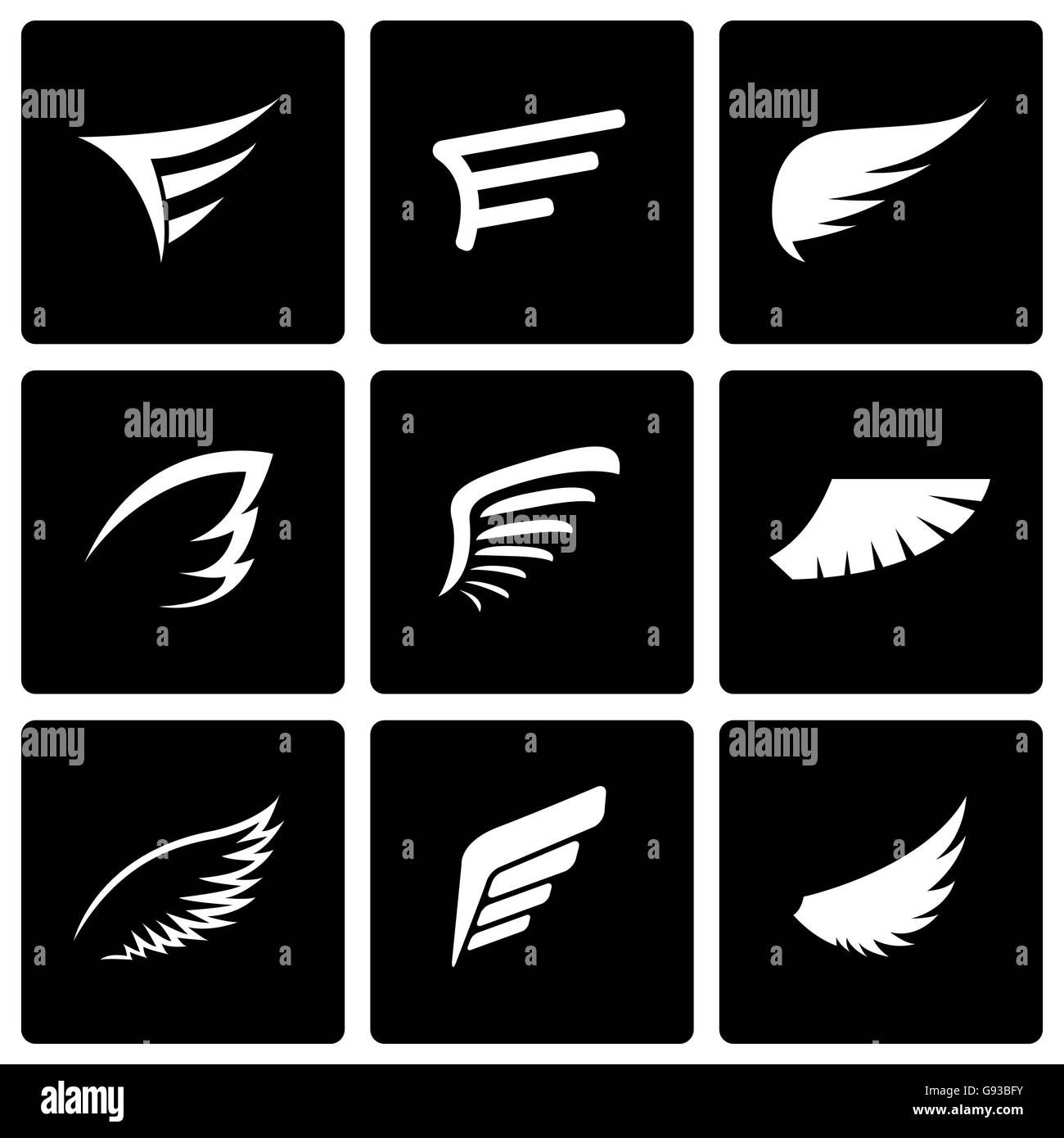 Vector black wing icon set Stock Vector Image & Art - Alamy