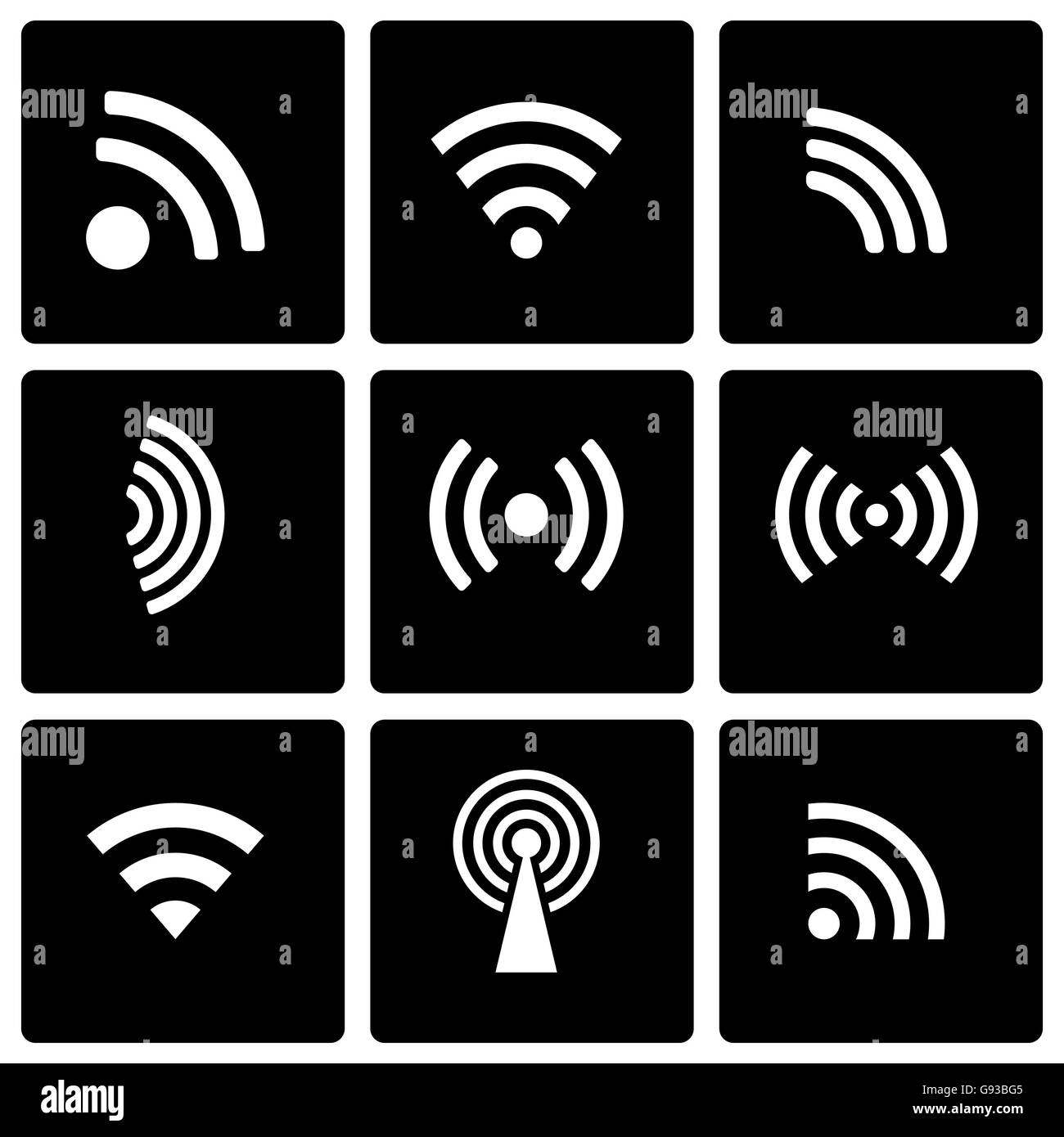 Vector black wireless icon set Stock Vector Image & Art - Alamy