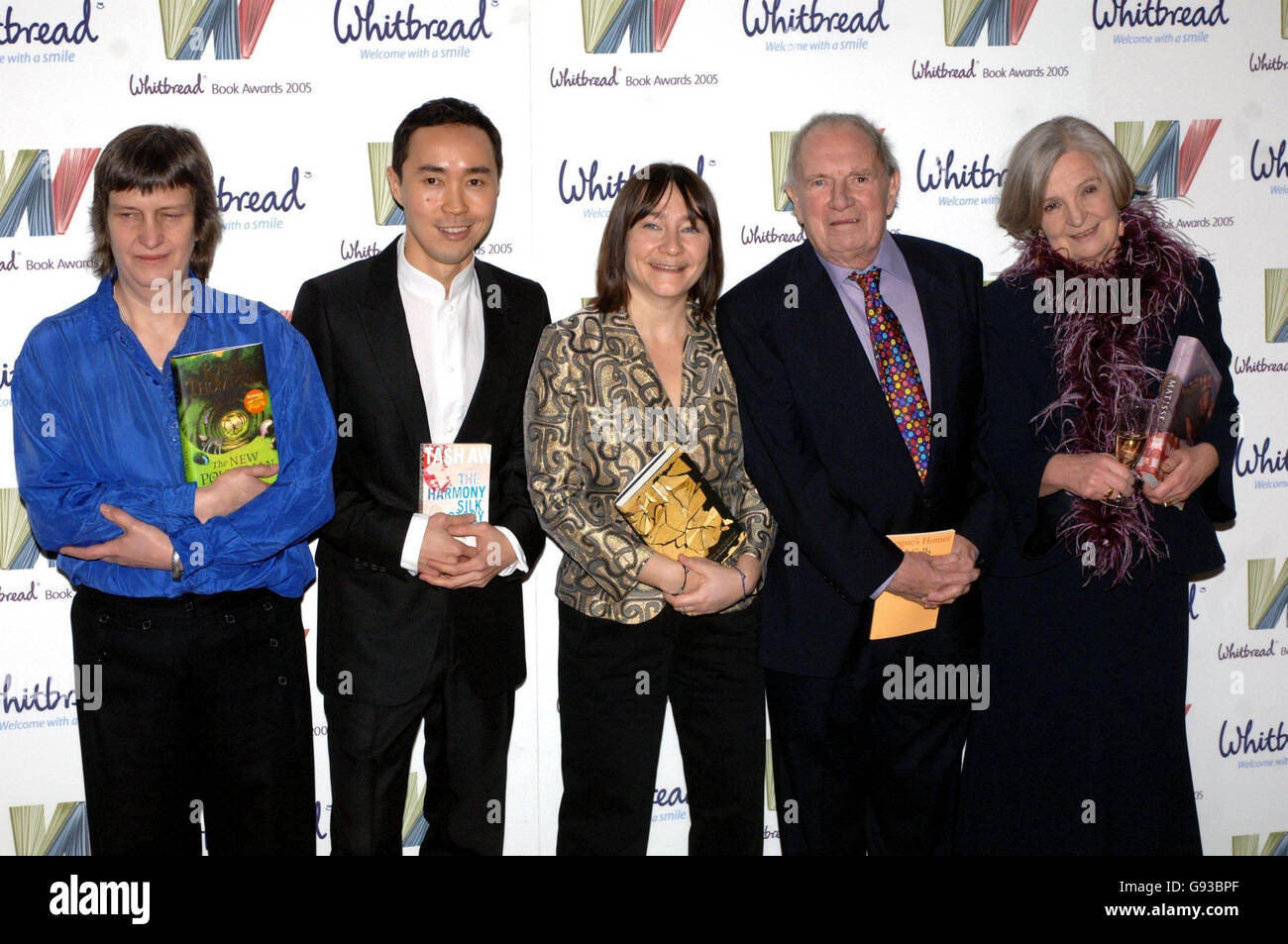 (L-R) Writers Kate Thompson, Tash Aw, Ali Smith, Christopher Logue and ...
