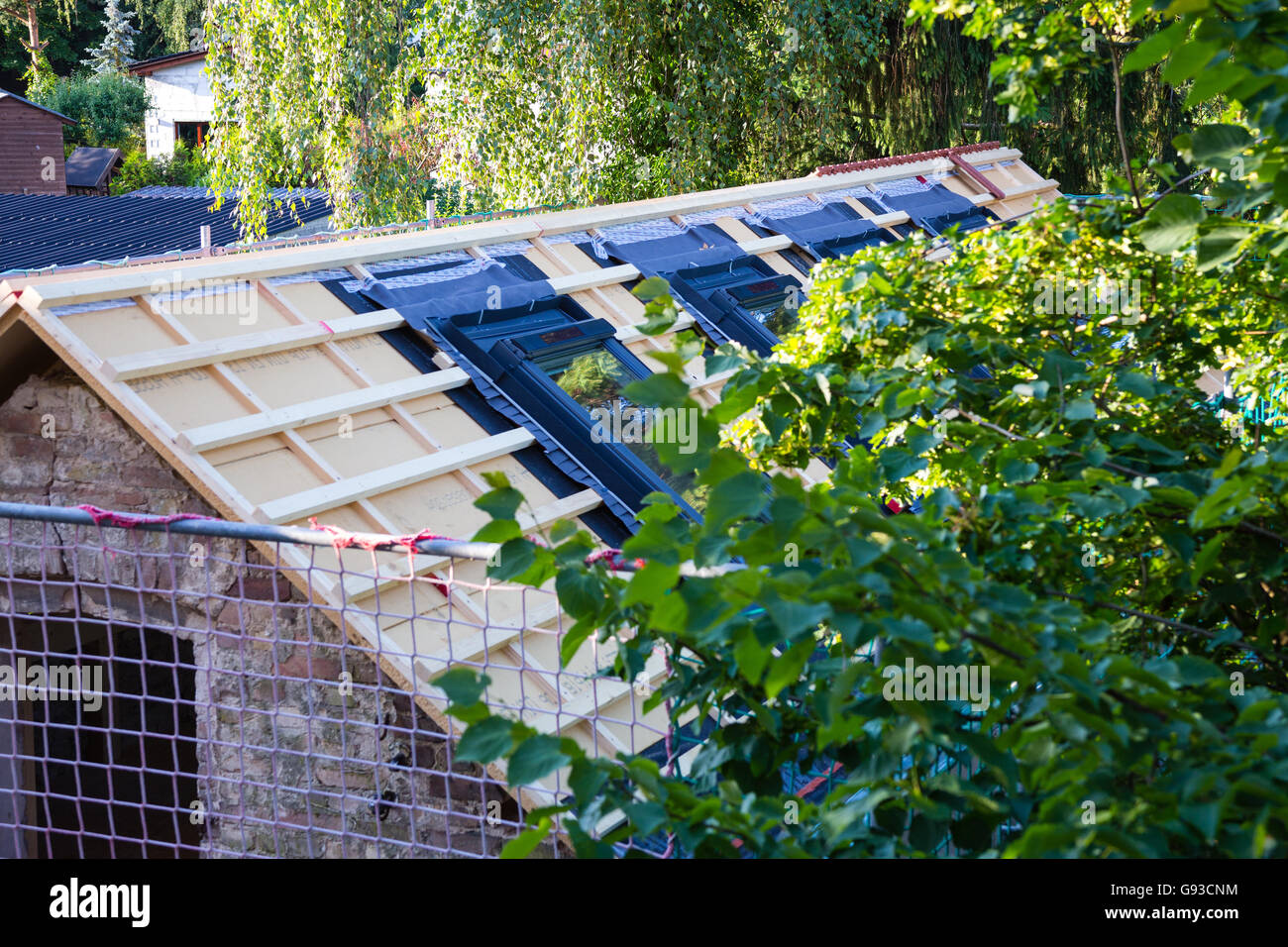 New roof coverings windows Stock Photo - Alamy
