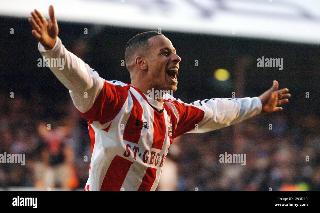 Brentford's DJ Campbell celebrates his second goal during the FA Cup ...