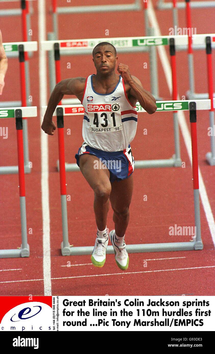 Great britains colin jackson sprints line in hurdles first round hi-res ...