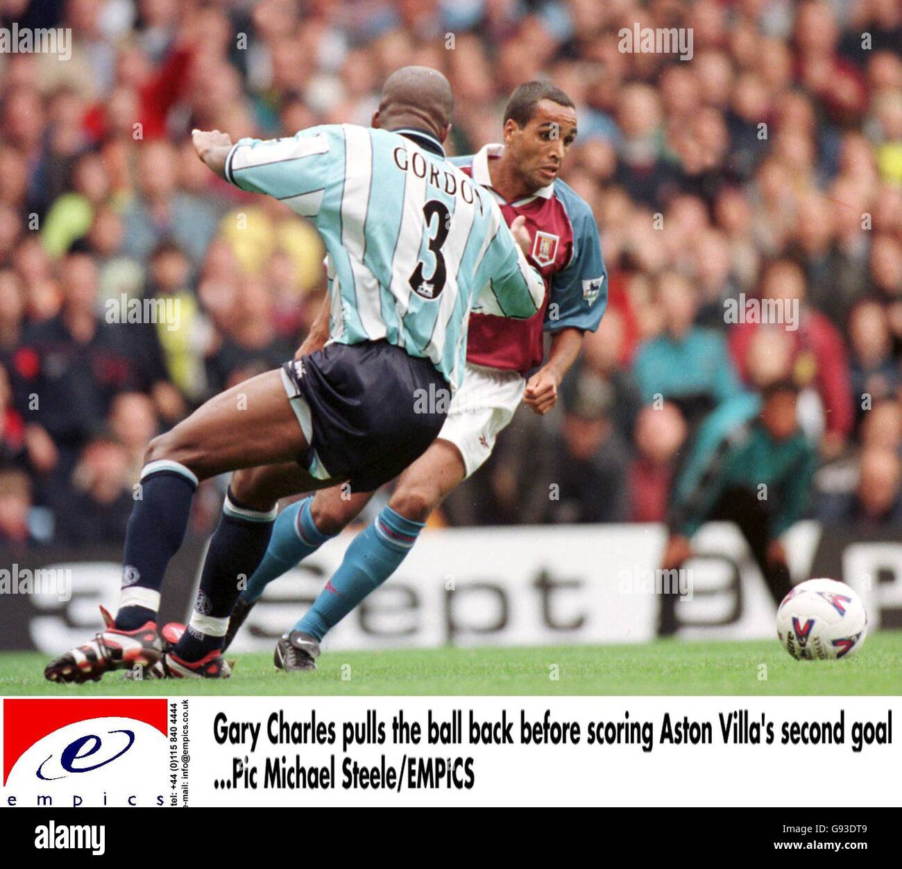 Gary Charles pulls the ball back before scoring Aston Villa's second ...