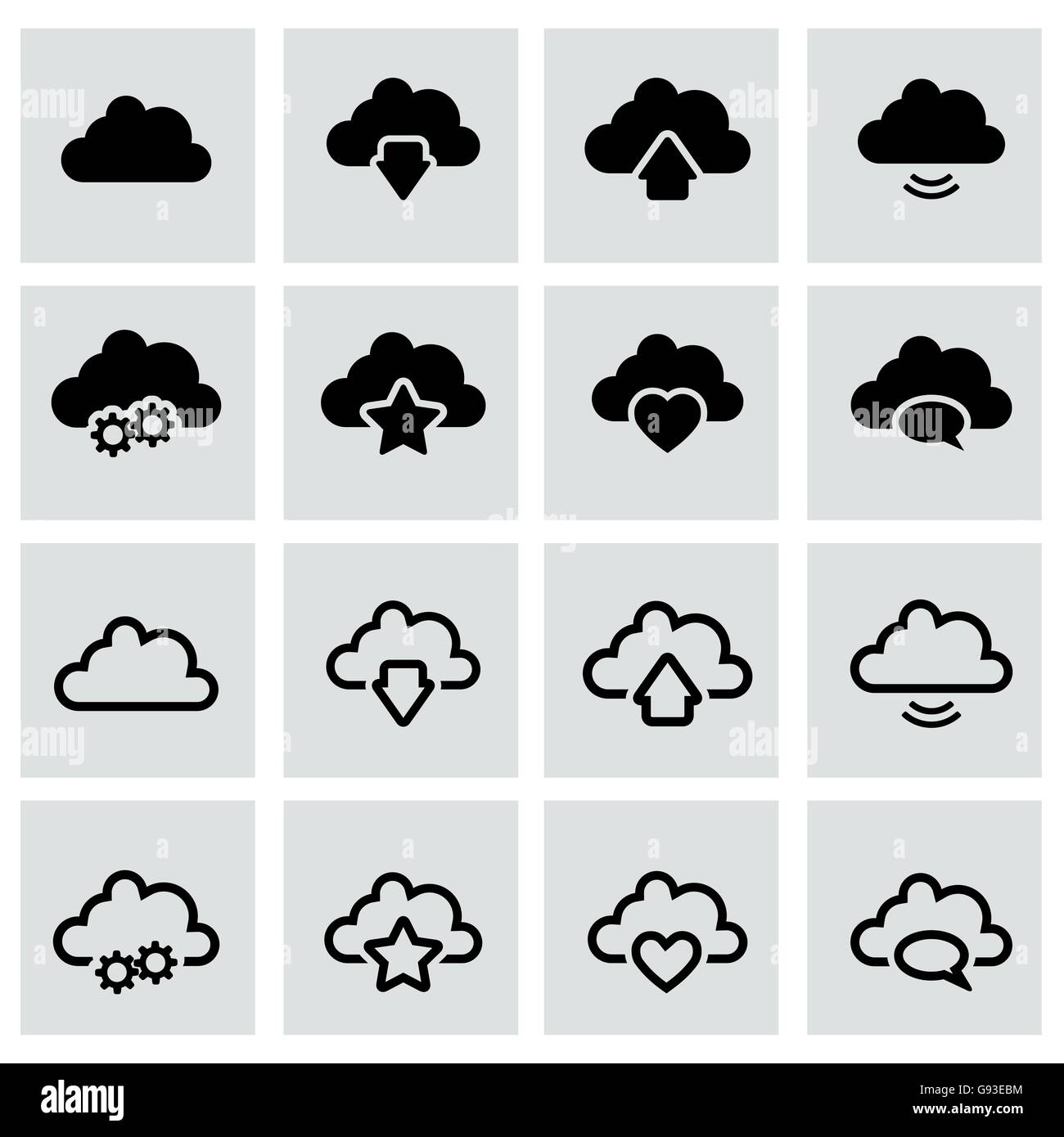Vector black clouds icon set Stock Vector Image & Art - Alamy