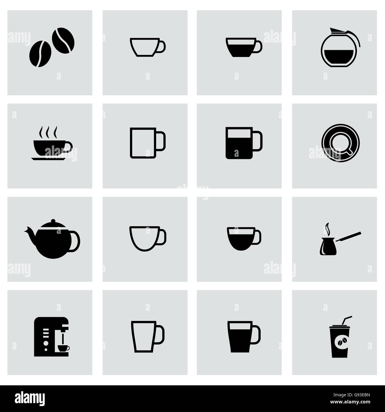Vector black coffee icon set Stock Vector Image & Art - Alamy