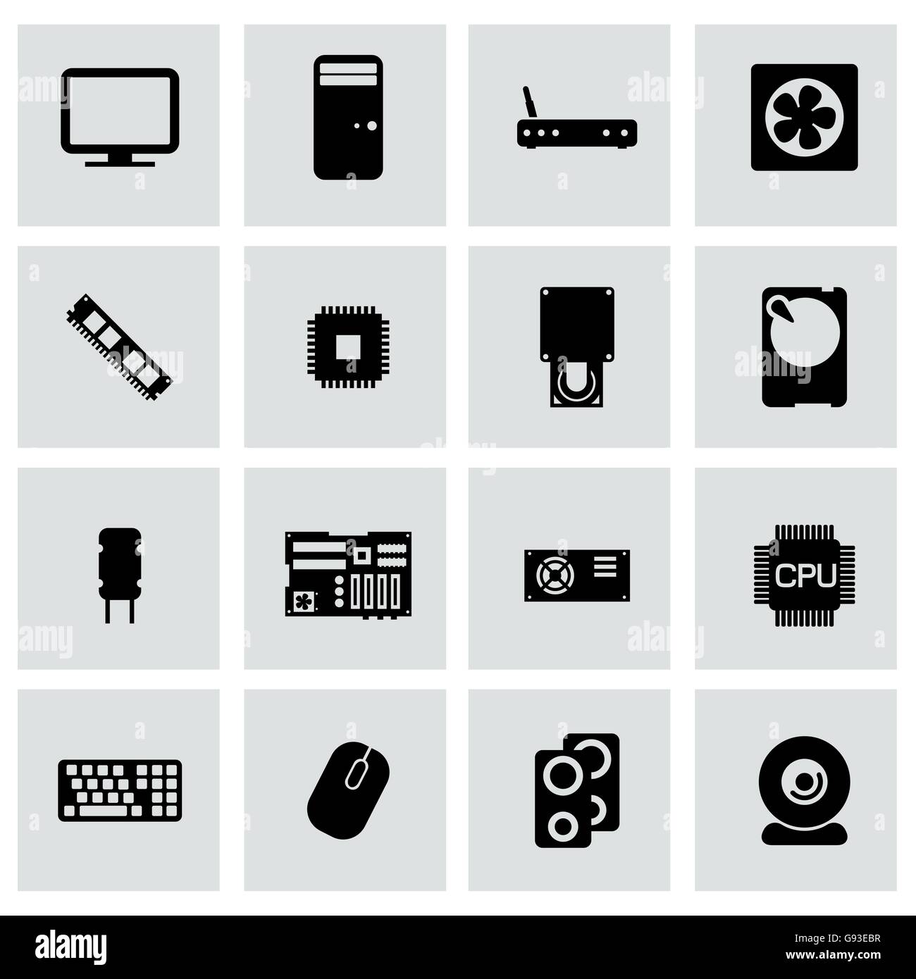 Vector black computer icon set Stock Vector Image & Art - Alamy