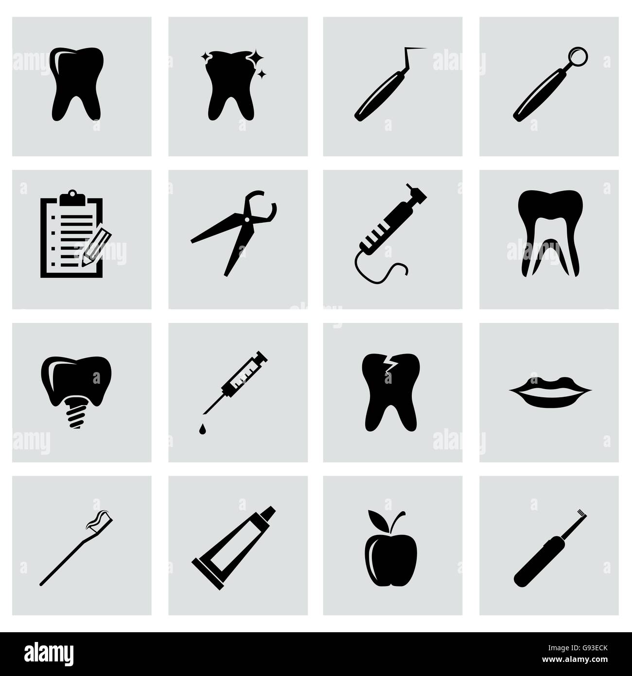 Vector black dental icon set Stock Vector Image & Art - Alamy