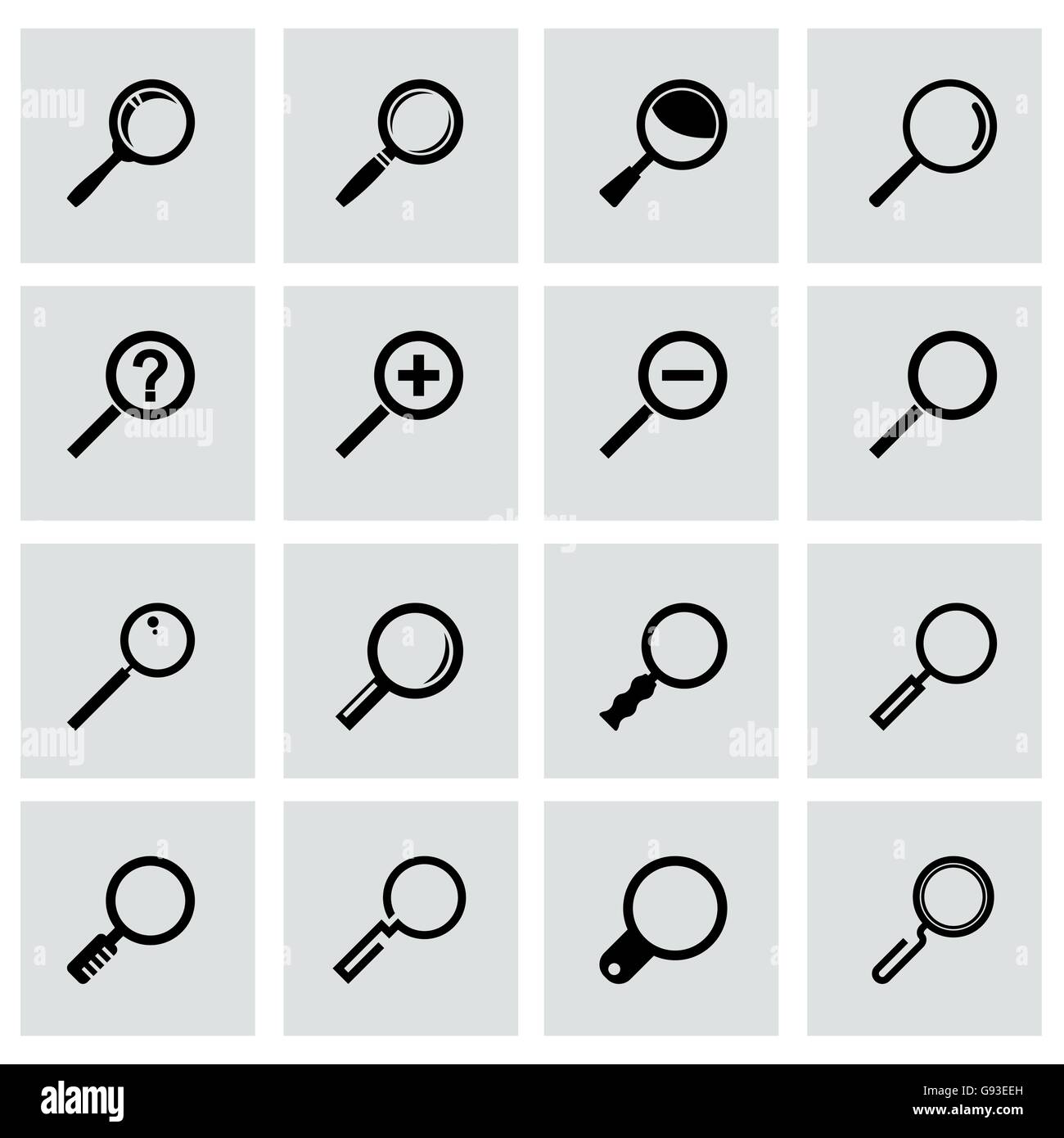 Vector Black Magnifying Glass Icon Set Stock Vector Image And Art Alamy