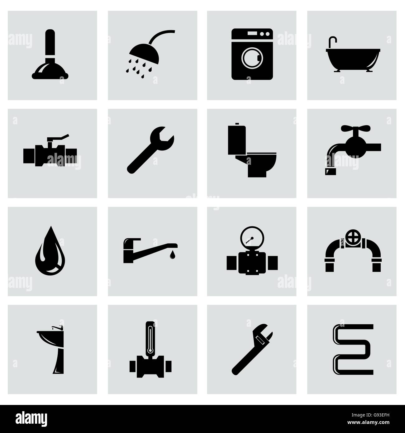 Vector black plumbing icon set Stock Vector Image & Art - Alamy