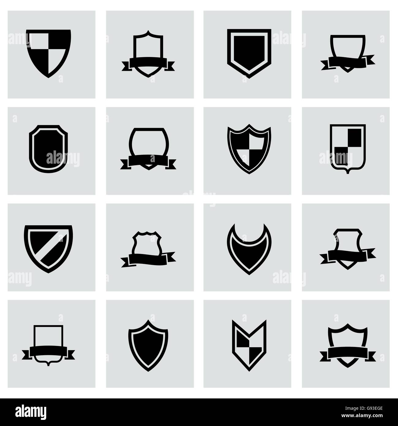 Vector Black Shield Icon Set Stock Vector Image And Art Alamy