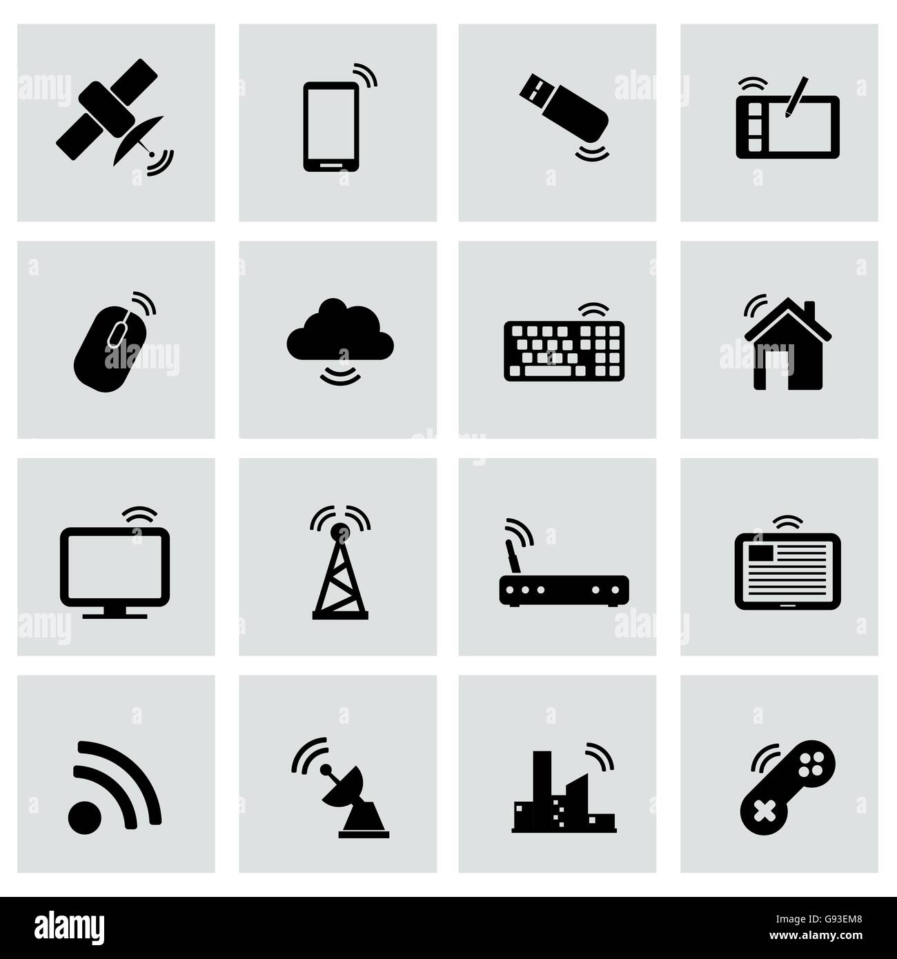 Vector black wireless icon set Stock Vector Image & Art - Alamy
