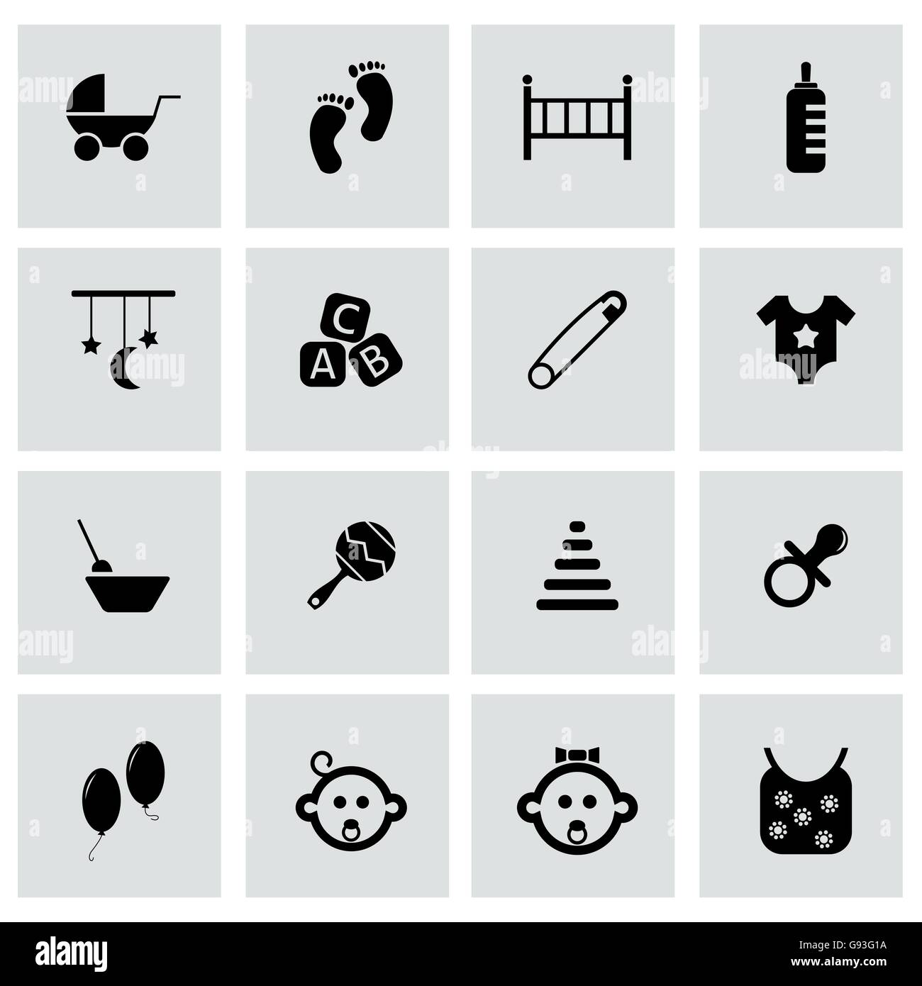 Vector black baby icons set Stock Vector Image & Art - Alamy